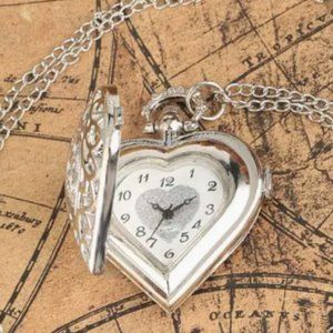 Accessories | Heartshaped Quartz Watch Locket In Silver | Poshmark